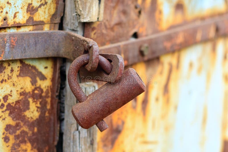 Rusted Lock on Weathered Door Stock Image - Image of corroded ...