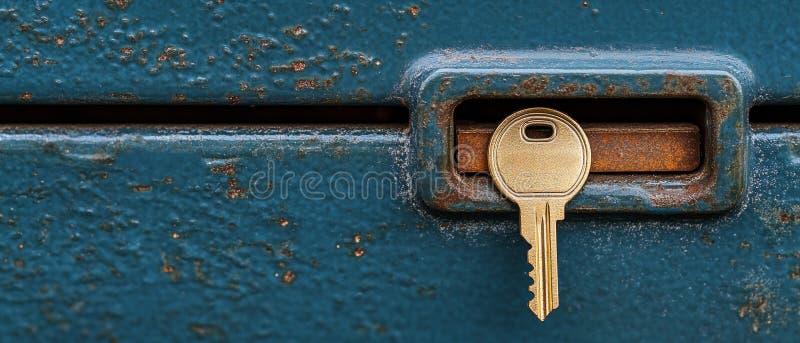 The Rusted Locker Features a Key Inserted in Its Lock, Indicating a ...
