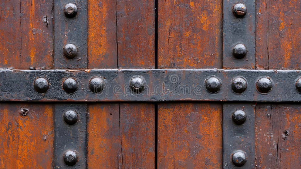 Rusted Metal Background - Steel Sheets with Rivets Stock Image - Image ...