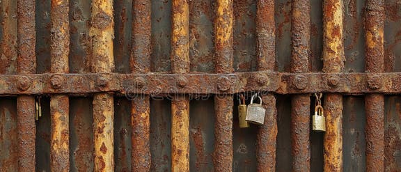 Rusted Metal Bars with Padlocks Stock Illustration - Illustration of ...