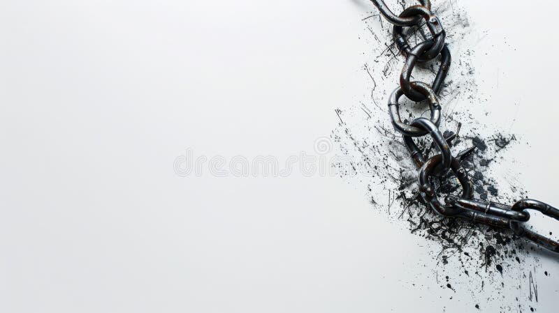 Rusted Metal Chain Breaking through White Surface Stock Image - Image ...