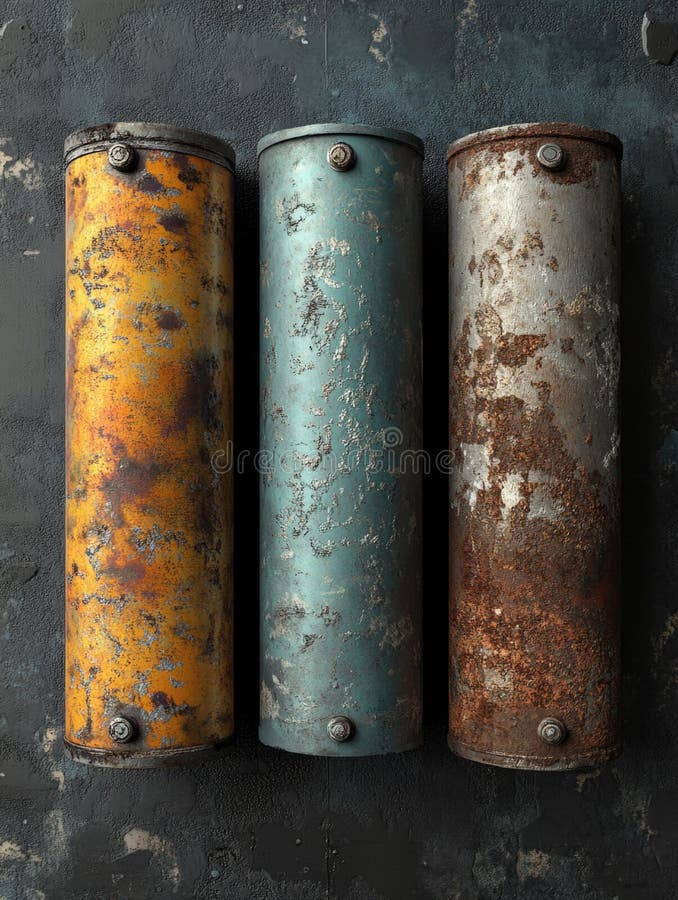 Rusted Metal Cylinders stock photo. Image of factory - 375449736