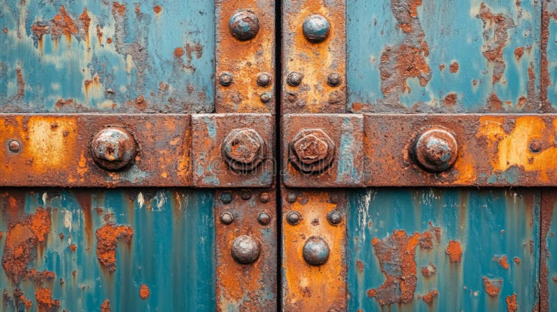 Rusted Metal Gate with Bolts and Flaking Paint Stock Illustration ...