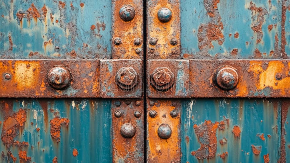 Rusted Metal Gate with Bolts and Flaking Paint Stock Illustration ...