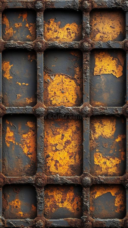 Rusted Metal Grid Texture. Industrial Grunge Background. Generated ...