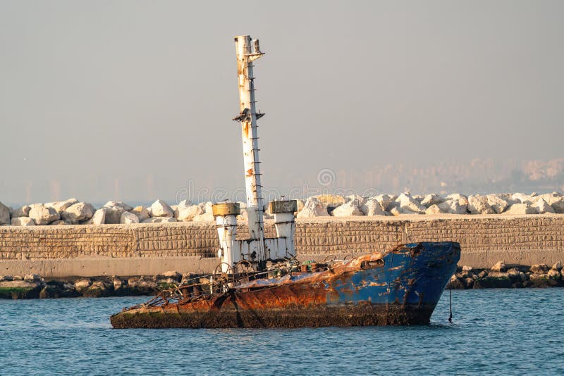 The Rusted Metal Hull of a Ship, Small Micro-organisms Adhering To the ...