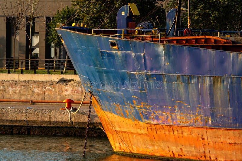 The Rusted Metal Hull of a Ship, Small Micro-organisms Adhering To the ...