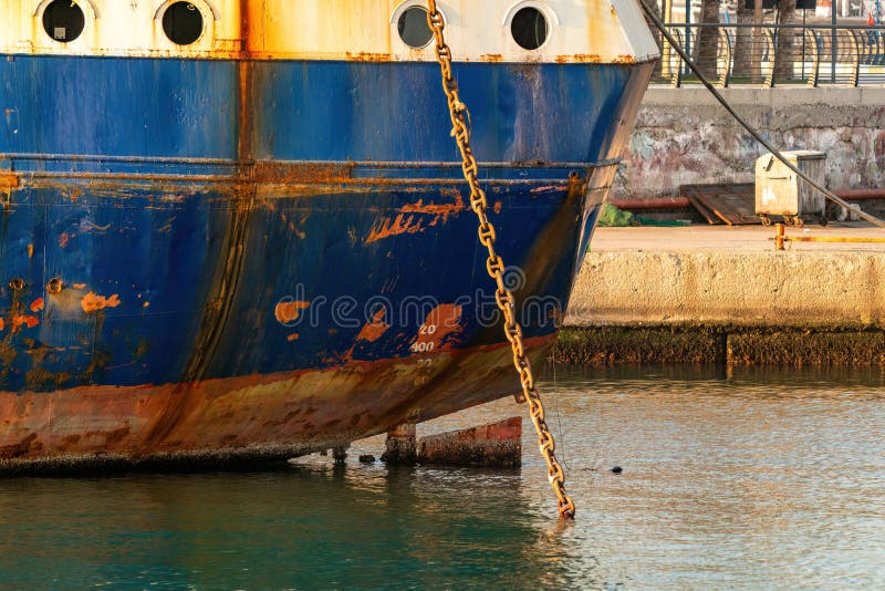 The Rusted Metal Hull of a Ship, Small Micro-organisms Adhering To the ...