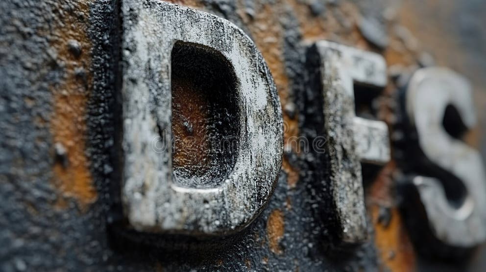 Rusted metal letters stock illustration. Illustration of silver - 387881440