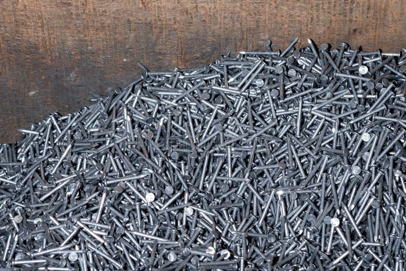 Rusted Metal Nails in Wooden Box. Stock Photo - Image of iron, nail ...