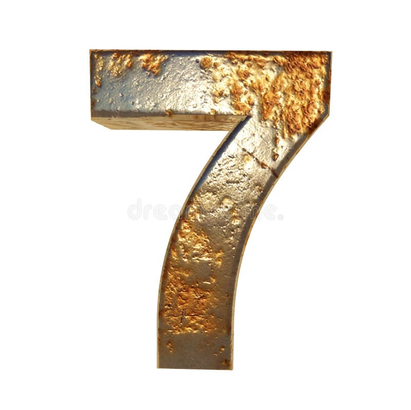 Rusted metal number 7 stock illustration. Illustration of plate - 127326328