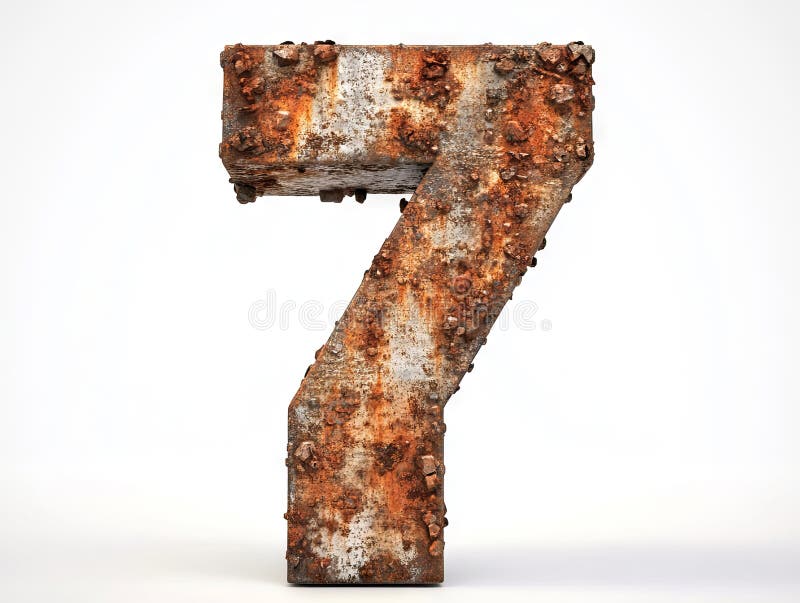 A Rusted Metal Number 7 on a White Background Stock Illustration ...