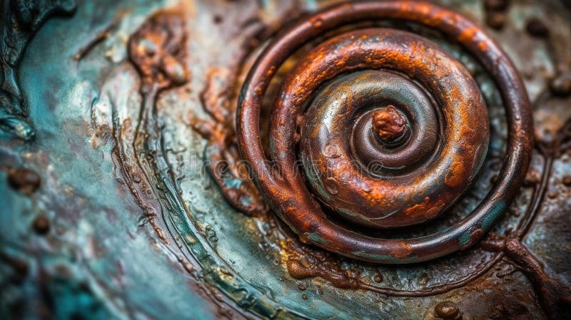 A Rusted Metal Object with a Spiral Design on it Stock Illustration ...