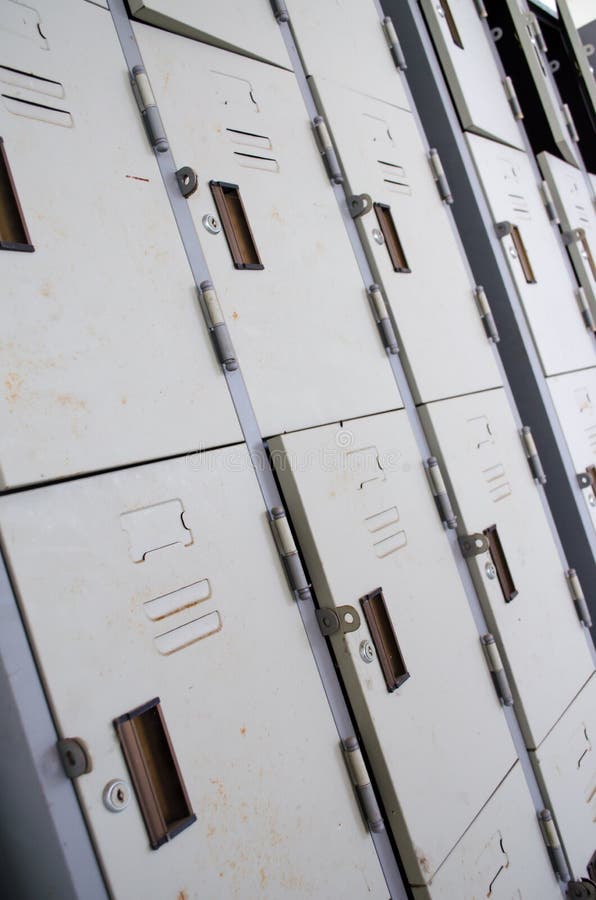 Rusted Metal Old School Lockers Stock Photo - Image of indoors, lockers ...