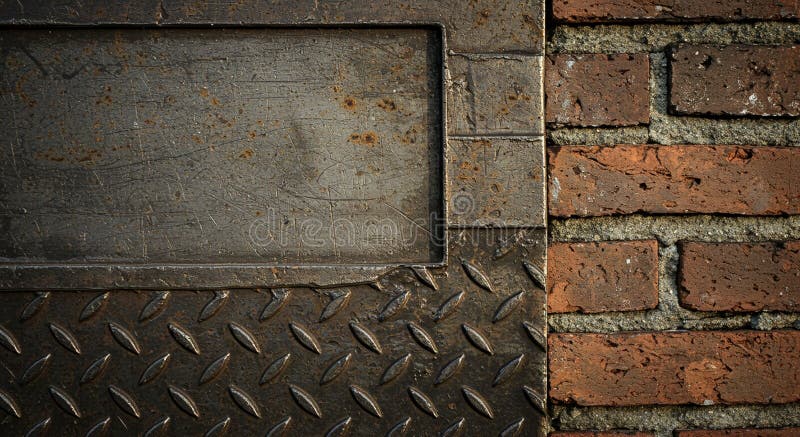 Rusted Metal Panel with a Rectangular Inset and Diamond Plate Texture ...