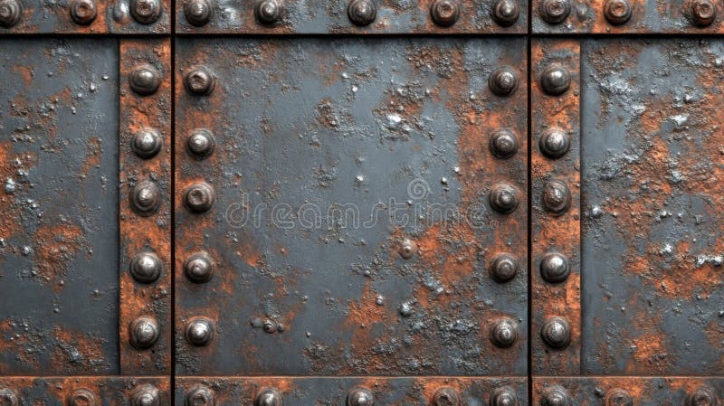 Rusted Metal Panel with Rivets Shows Age and Texture Stock Illustration ...