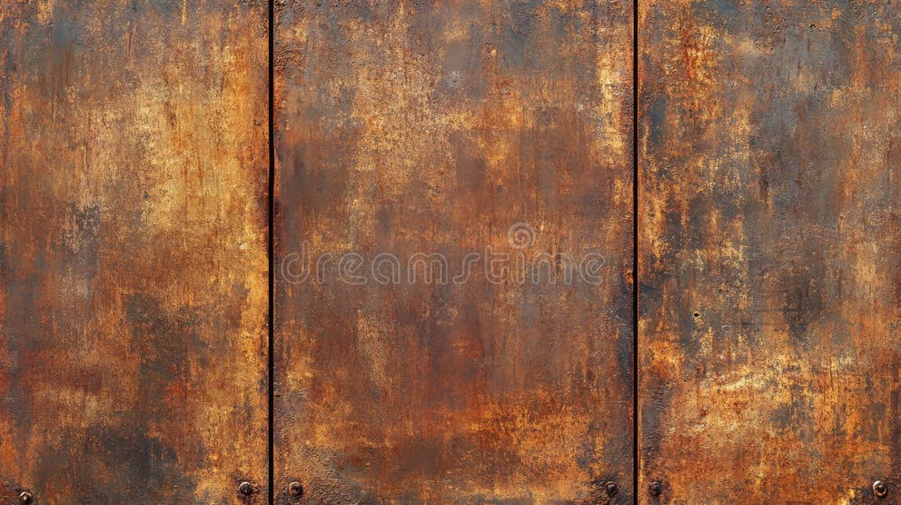 Rusted Metal Panel with Three Vertical Sections Stock Illustration ...