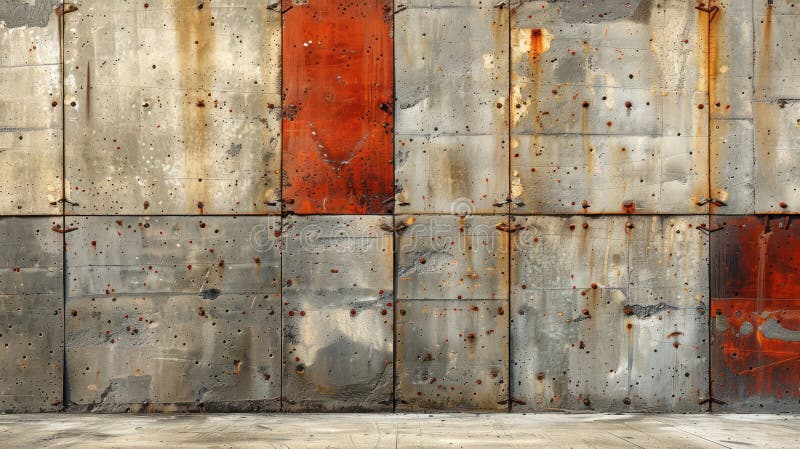 Rusted Metal Panels Wall, Grunge Texture Stock Illustration ...
