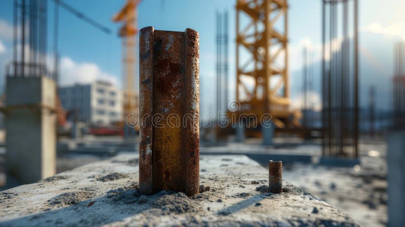 Rusted Metal Piece on Construction Foundation during the Day Stock ...