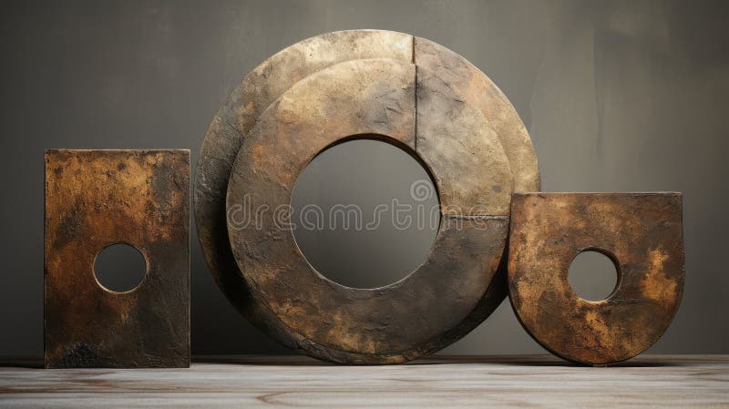Rusted Metal Sculptures a Collection of Textured Canvases and Circular ...