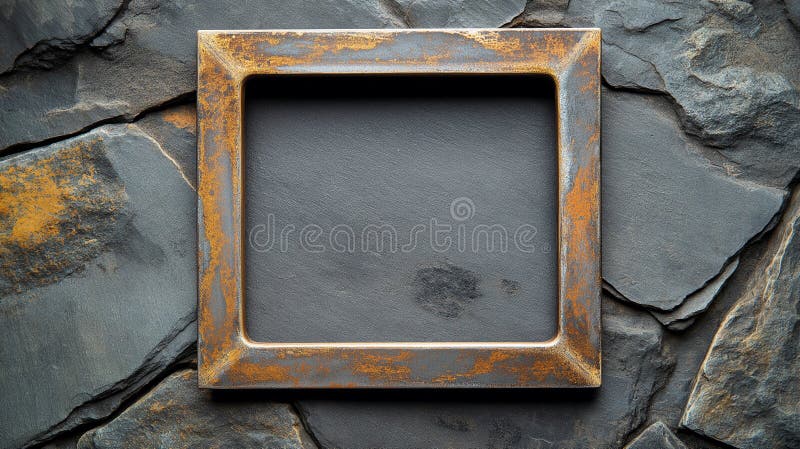 Rusted Metal Square Frame on a Dark Stone Background Stock Illustration ...
