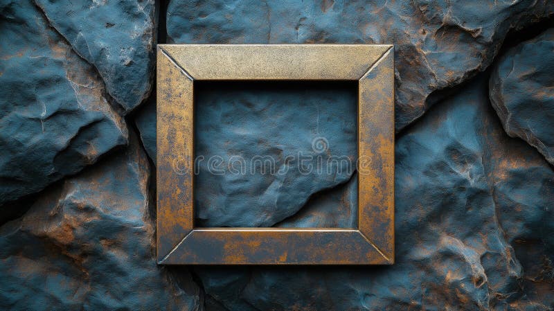 Rusted Metal Square Frame on a Dark Stone Background Stock Illustration ...