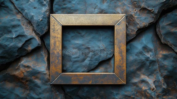 Rusted Metal Square Frame on a Dark Stone Background Stock Illustration ...