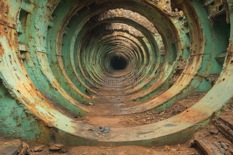 Rusty Metal Tunnel, Decaying Industrial Structure Stock Illustration ...