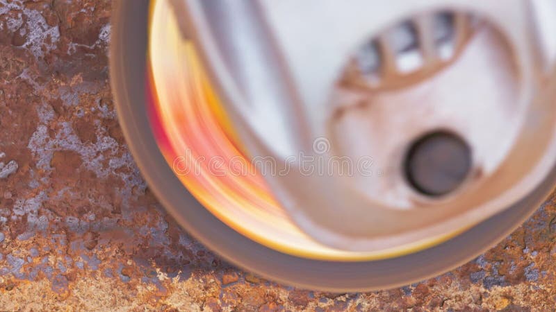 Rusted Metal Surface is Being Cleaned with Angle Grinder and a Flap ...
