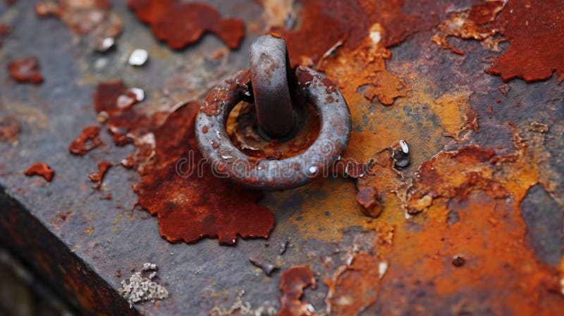 A Rusted Metal Surface with a Rusted Metal Ring on it S Side and a ...