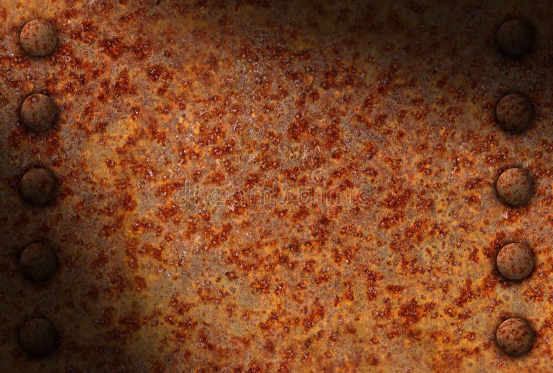 Rusted Metal Surface with Rivets Diagonally Lit Stock Photo - Image of ...