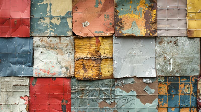 Rusted Metal Wall Panels in a Variety of Colors Stock Illustration ...