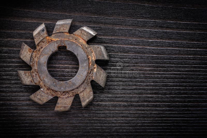 Rusted Milling Cutter on Vintage Wooden Board Stock Image - Image of ...