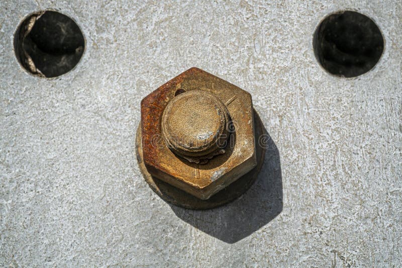 Rusted Nut and Bolt on a Metal Plate Stock Image - Image of plate ...