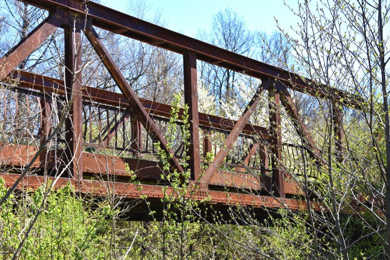 Rusted old metal bridge stock image. Image of surrounding - 271137987