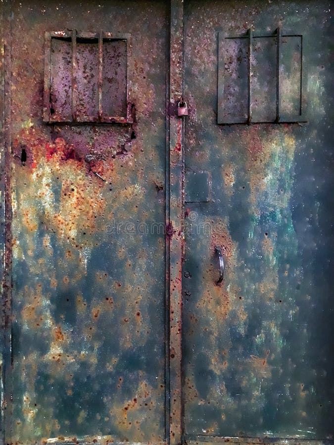 Rusted Old Sheet Metal Closed Door Stock Image - Image of industry ...