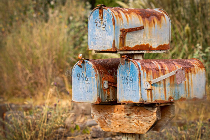 Rusted old US Mail boxes stock image. Image of metal - 257723209