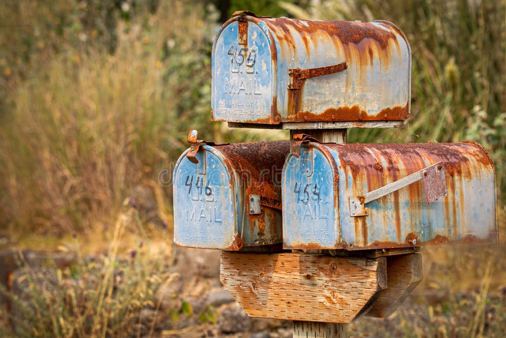 Rusted old US Mail boxes stock image. Image of metal - 257723209