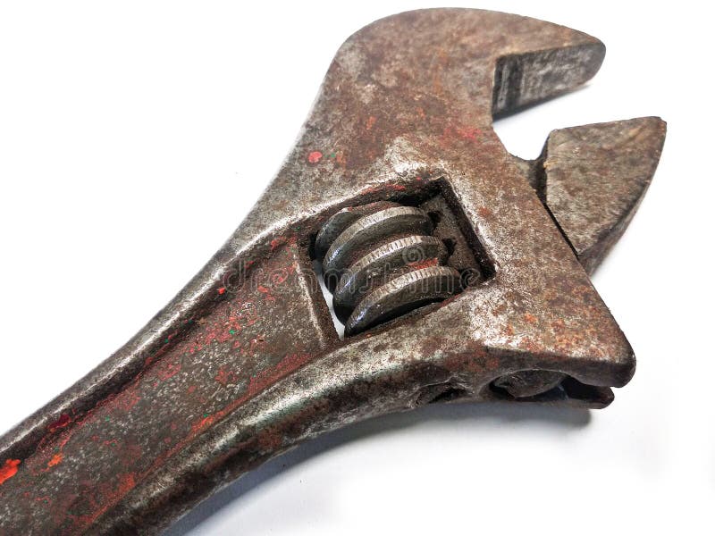 Rusted Wrench Over Corroded Iron Plate Stock Photo - Image of brown ...