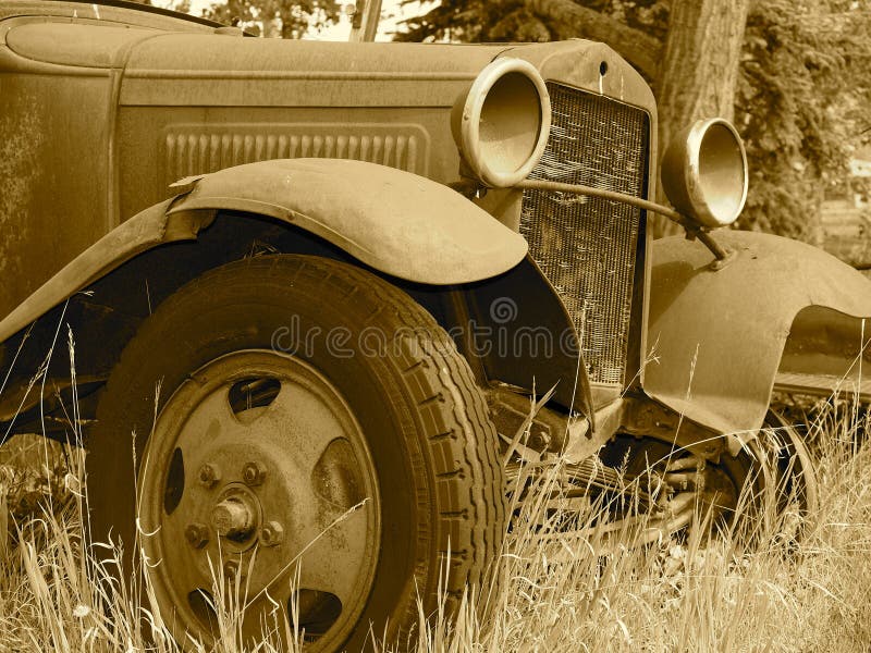 Rusted Out Antique Car in Sepia Tone Editorial Stock Image - Image of ...