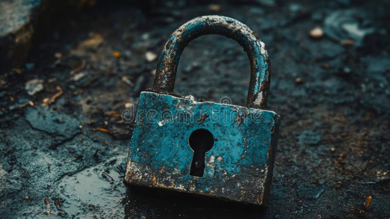 Rusted Padlock on Dark Ground Stock Illustration - Illustration of ...