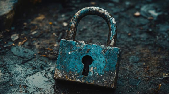 Rusted Padlock on Dark Ground Stock Illustration - Illustration of ...