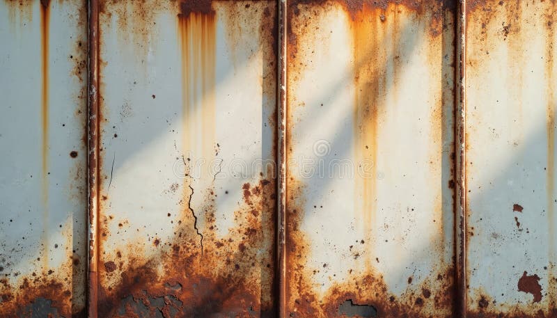 Rusted Painted Metal Wall in Sunlight. Rusty Surface with Streaks of ...