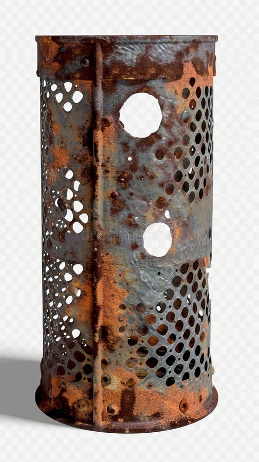 Rusted Perforated Metal Cylinder with Weathered Texture Stock Photo ...