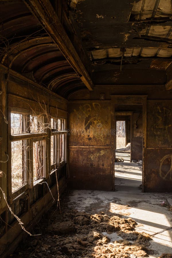 Rusted rail car interior. stock image. Image of broken - 85740751