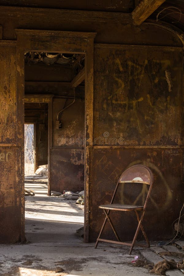 Rusted rail car interior. stock image. Image of broken - 85740797