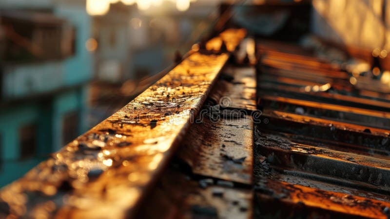 Rusted Rail Close Up with Buildings in the Background. Versatile Image ...