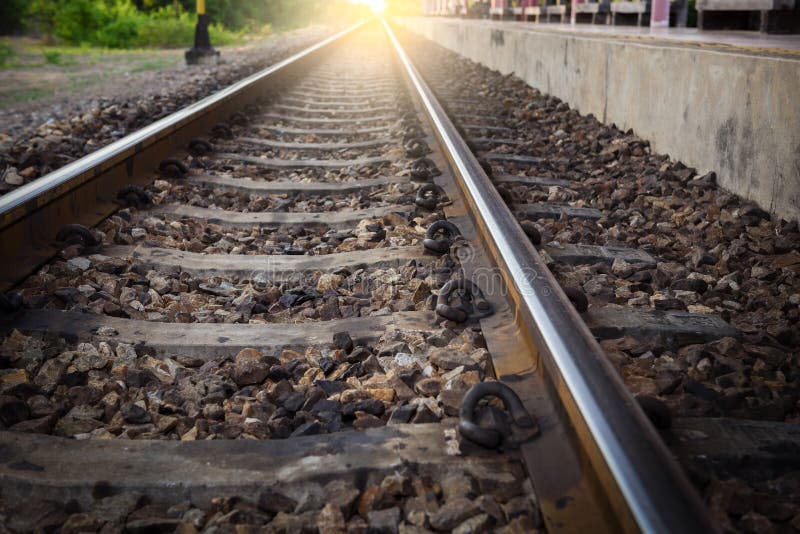The Rusted Railroad Train Tracks Stock Photo - Image of landscape ...