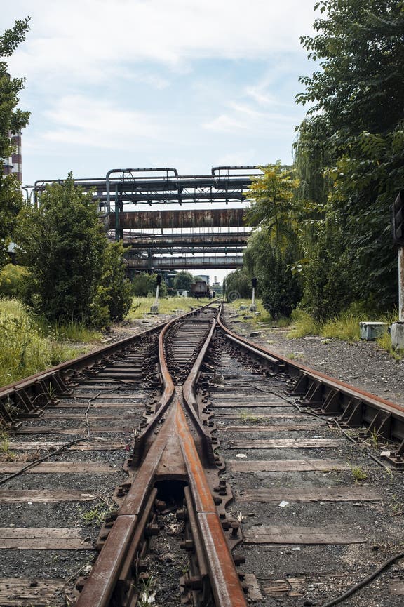 Rusted Railway and Abandoned Pipes Over it Stock Image - Image of steel ...