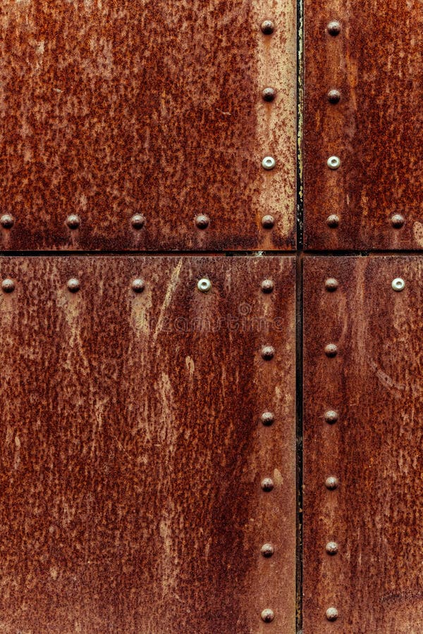 Rusted and Riveted Industrial Metal Surface Stock Photo - Image of ...